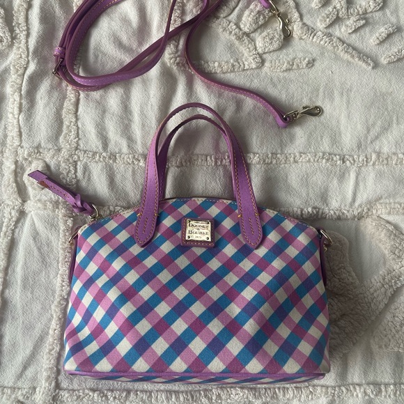 Dooney & Bourke | Bags | Dooney Bourke Pink And Blue Gingham Handbag ...